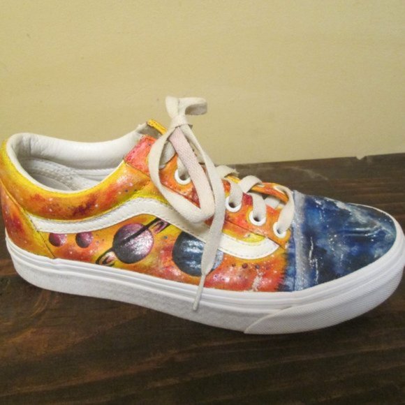 Vans | Shoes | Custom Hand Painted One Of A Kind Outer Space Aliens ...